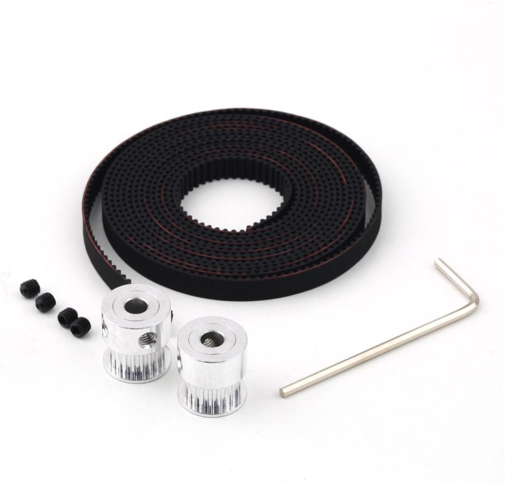 Buy GT2 20 Teeth Pulley 2 Qty + 2 Meter GT2 Rubber Timing Belt 6mm Set ...